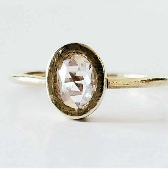 Rose cut diamond engagement ring | morning dew diamon… - Gem