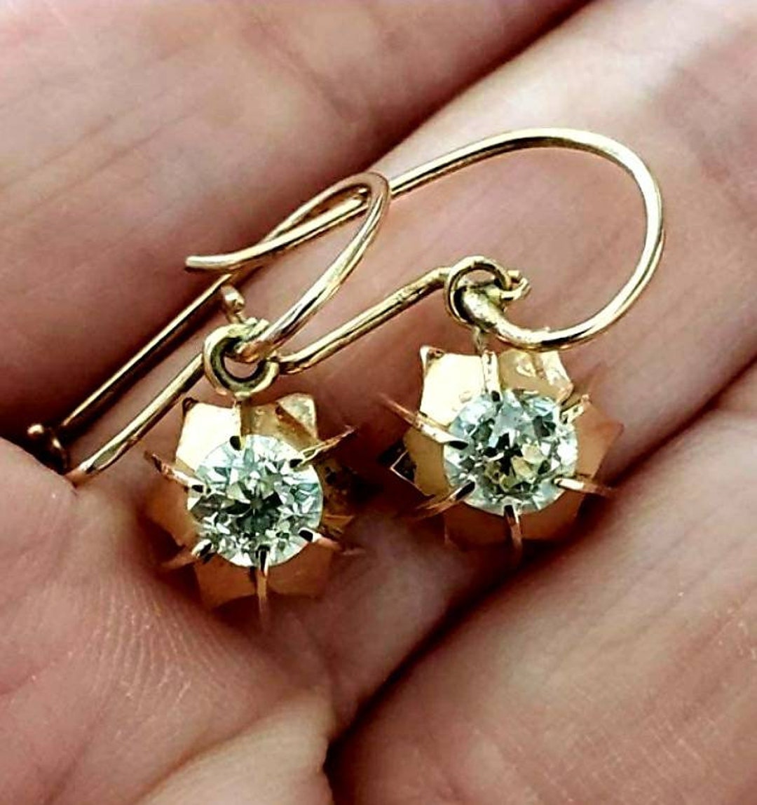 Antique Diamond Pierced Earrings | 1 Carat Total - Etsy