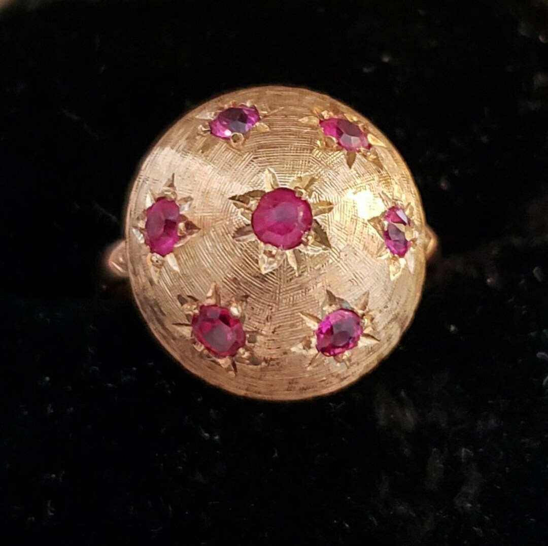 Ruby Constellation Ring 14k Ruby Dome Ring - Etsy