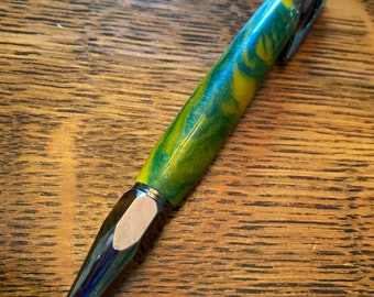 Custom Hand-turned Acrylic Pen With Great Iridescence and flame Look in ...