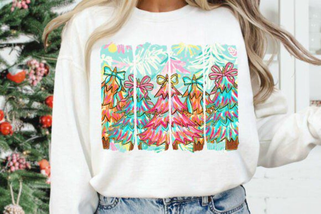 Preppy Christmas Tree Brushstroke, Christmas Tree, Merry Christmas Tree ...
