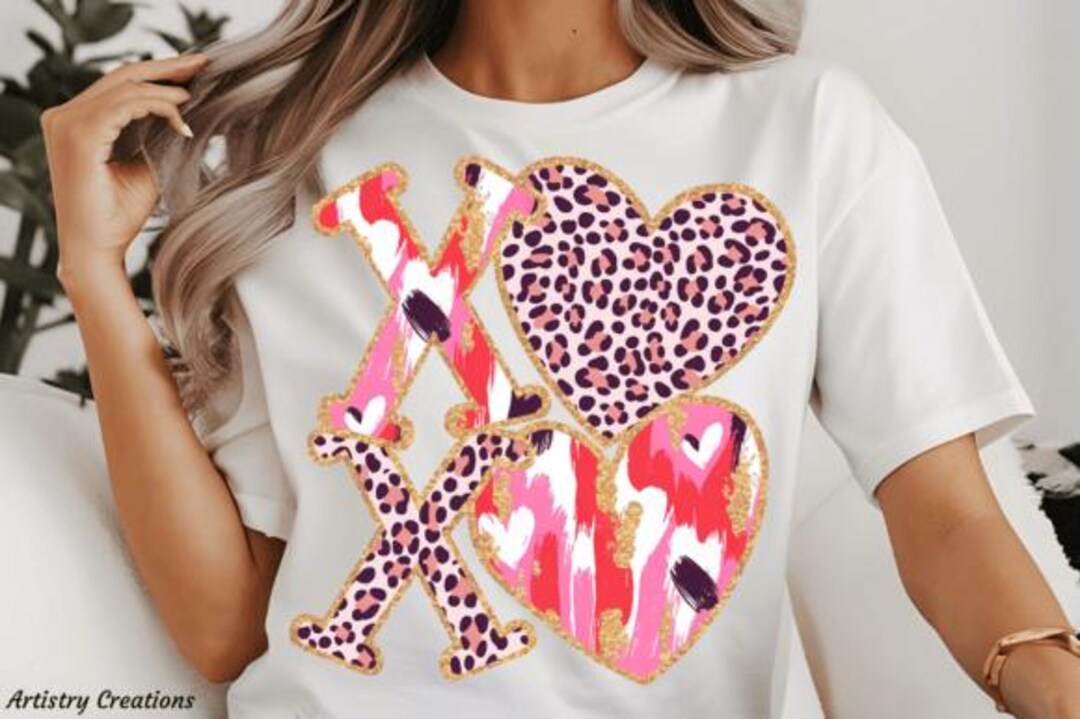 Pink Leopard Print XOXO Hearts - Valentine's Day PNG (digital Download ...