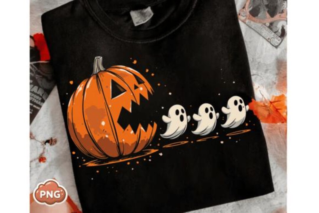 Spooky Season Halloween PNG: Pumpkin Chasing Ghost Shirt, Digital ...