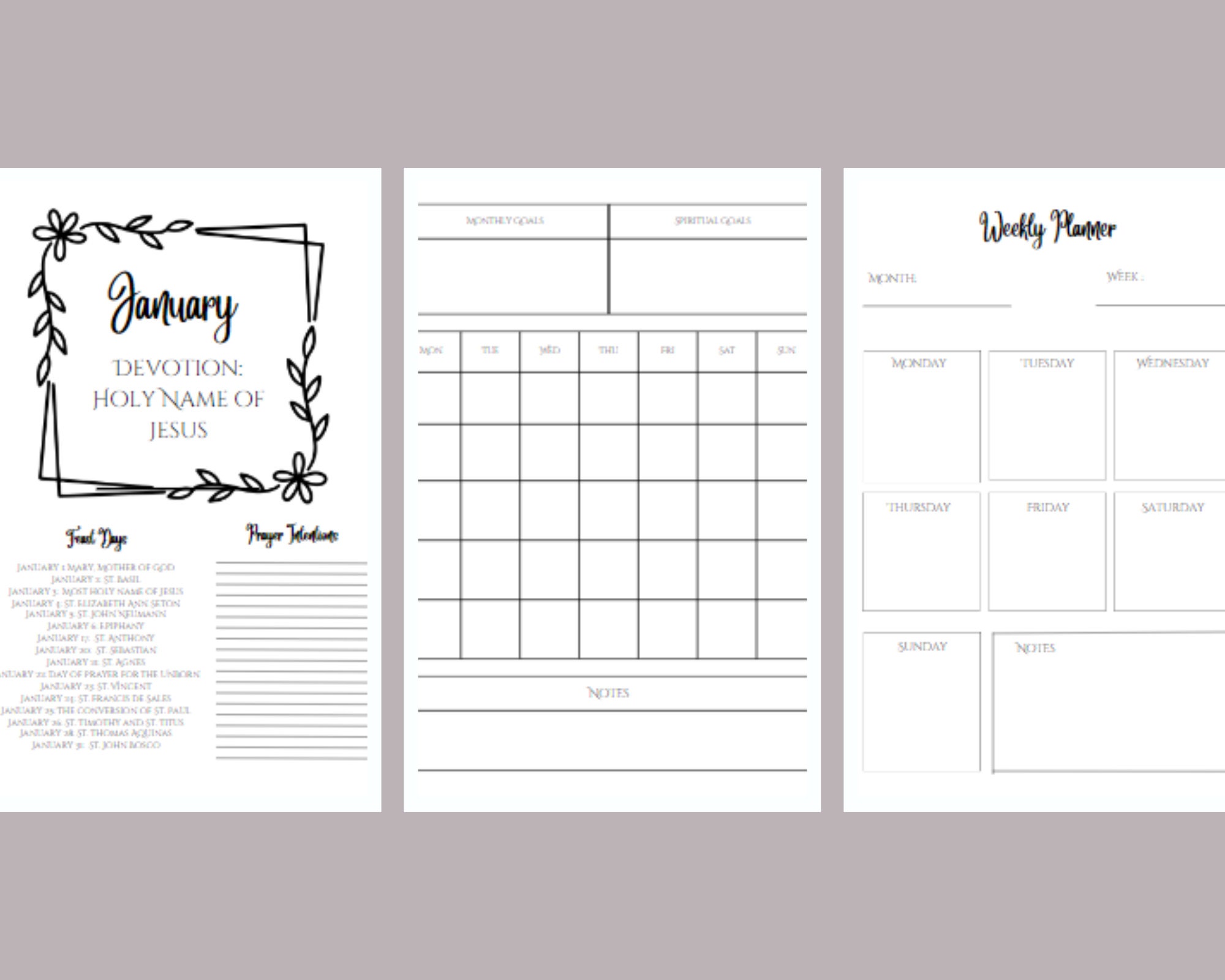 Digital Download! Printable Catholic Planner - Etsy