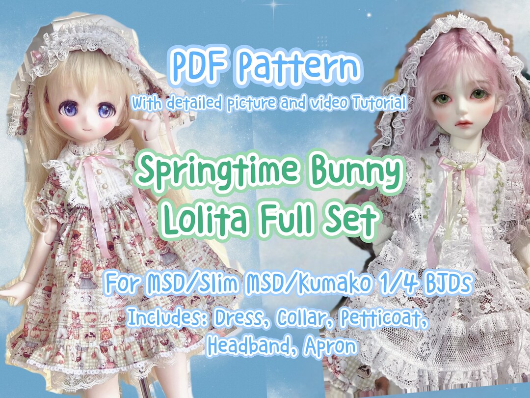 Lolita Full Set Pattern for Msd/kumako/slim MSD 1/4 BJD With Detailed ...