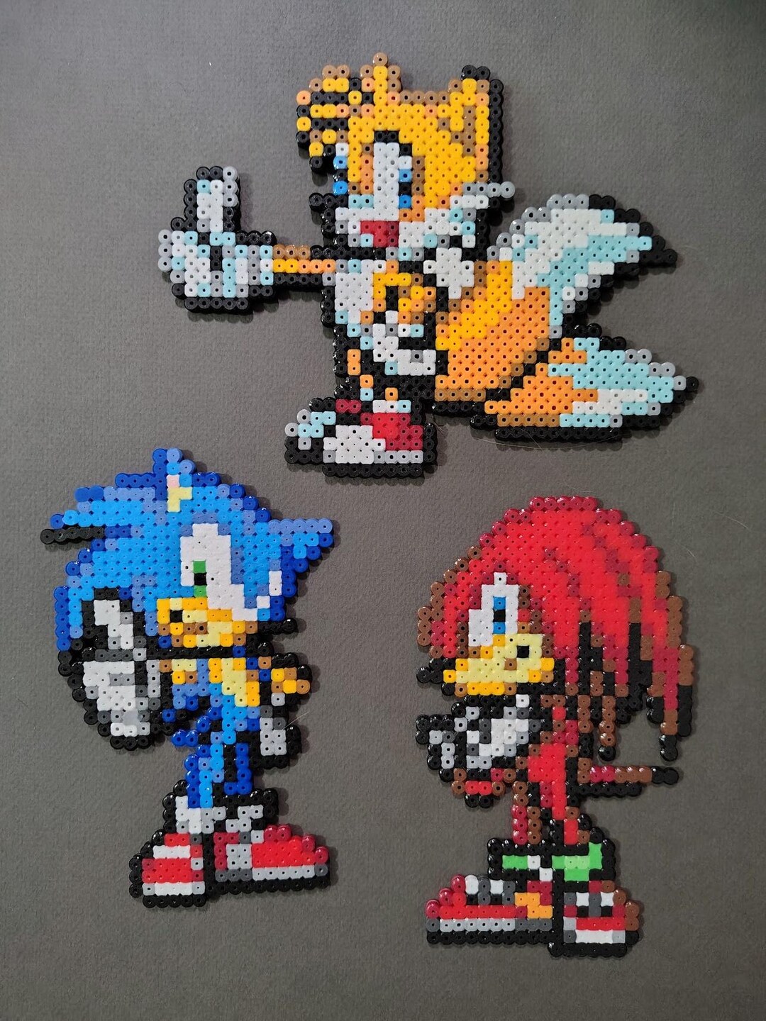 Sonic, Tails, and Knuckles Trio Pixel Bead Sprites - Etsy