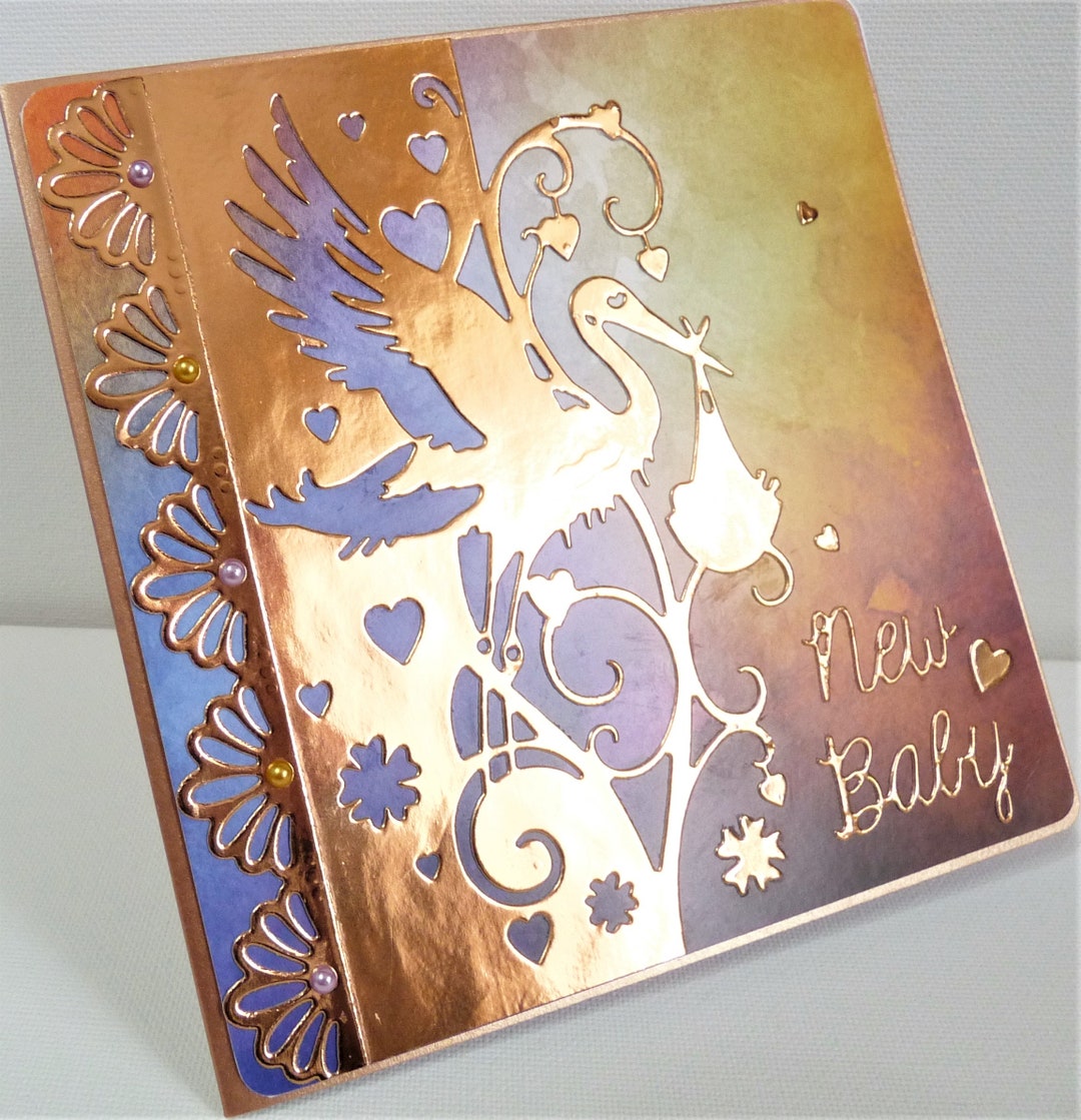 Newborn New Baby Gender Neutral Card Personalized Stork and - Etsy