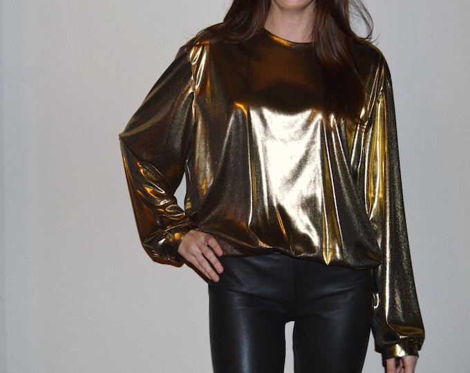80's Metallic Gold Top by Village Fair - Etsy