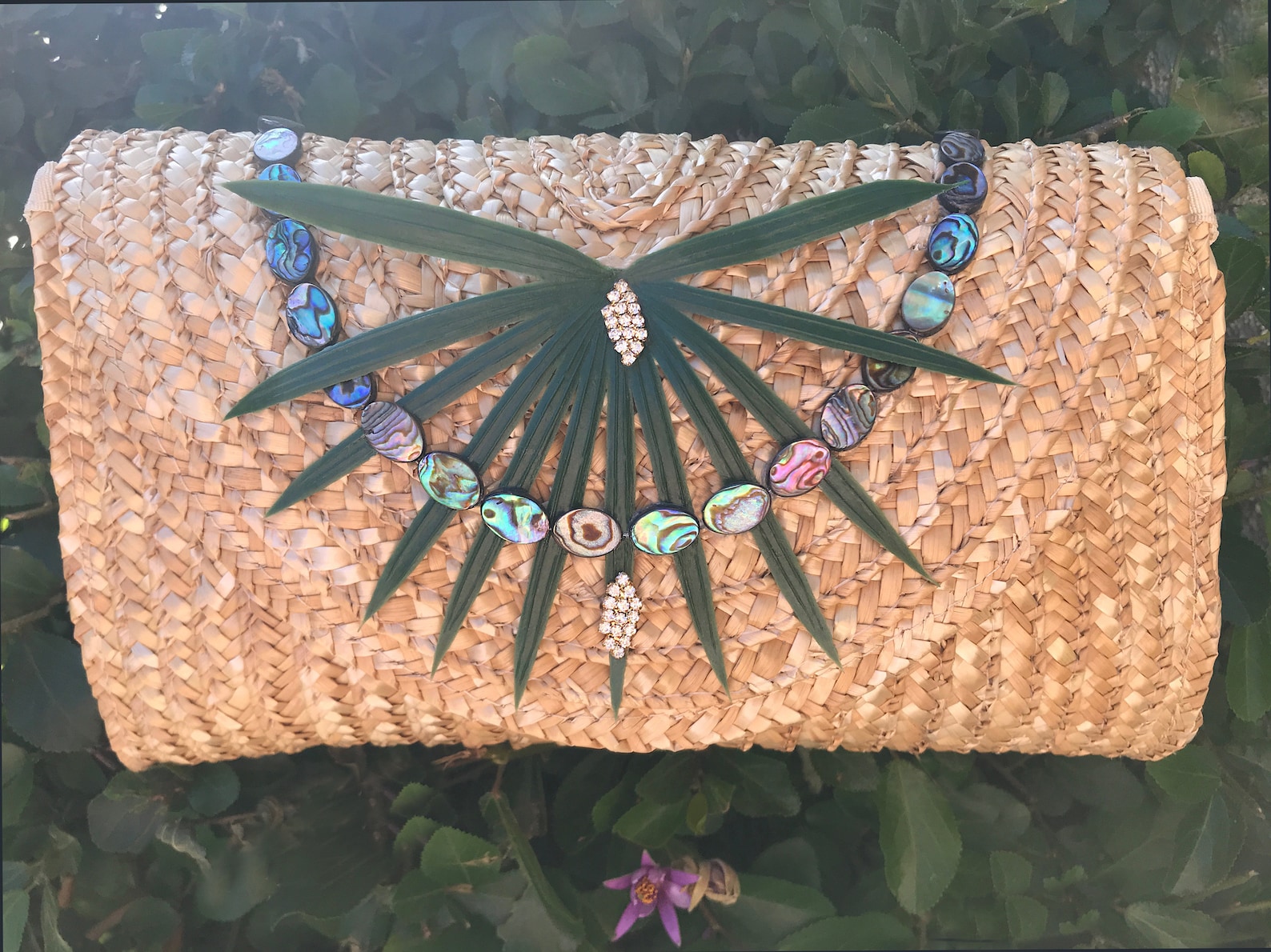 Handmade Palm Abalone Shell Clutch Beach Bag Palm Leaf Bag - Etsy