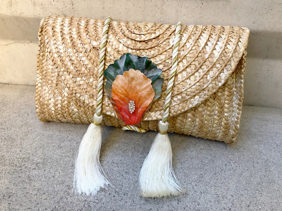 Handmade Palm Abalone Shell Clutch Beach Bag Palm Leaf Bag | Etsy