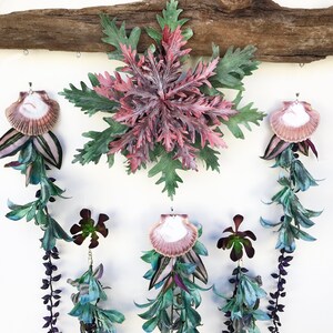Handmade Sea Shell Wall Decor, Flower Wall Hanging, Succulent Wall ...