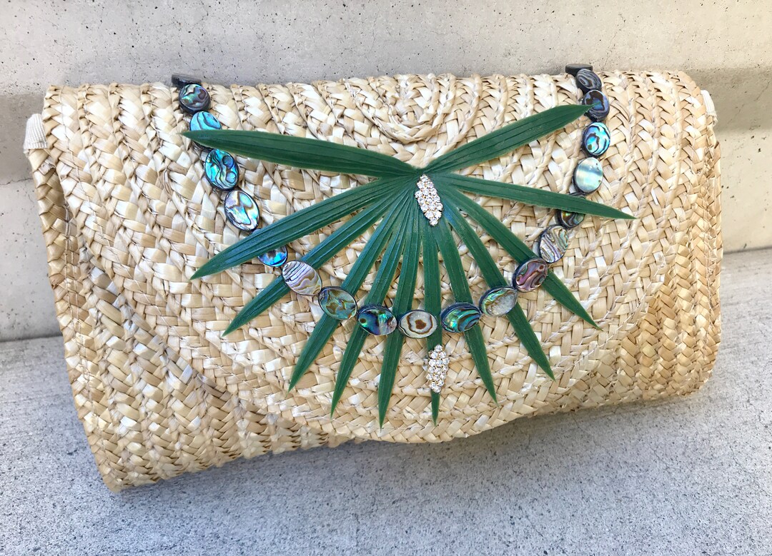 Handmade Palm Abalone Shell Clutch, Beach Bag, Palm Leaf Bag, Boho Bag ...