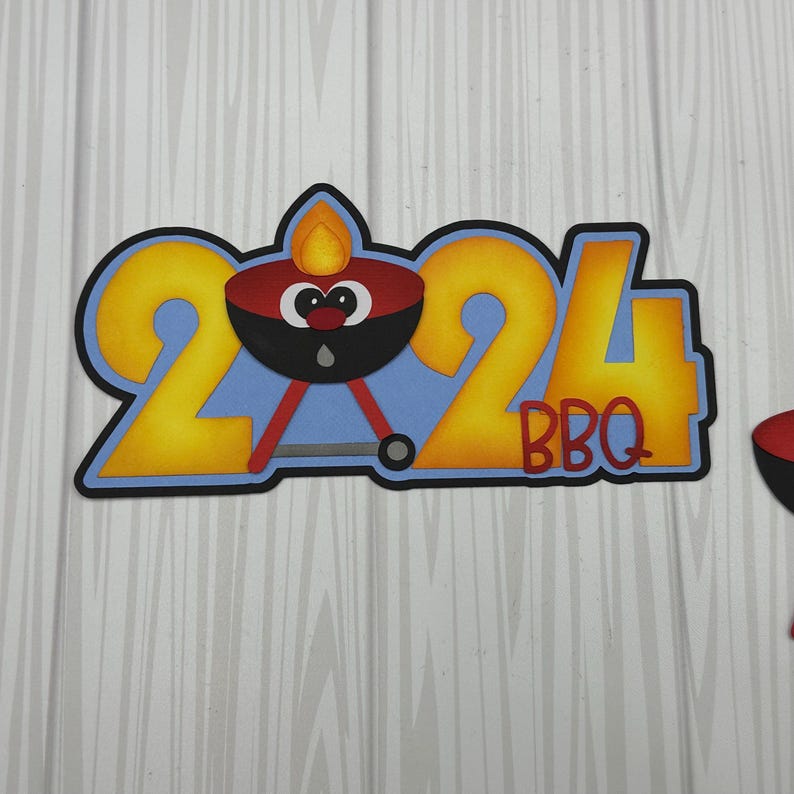 Scrapbook Title Embellishment “2024 BBQ” Grill, Grilling,flame,summer ...