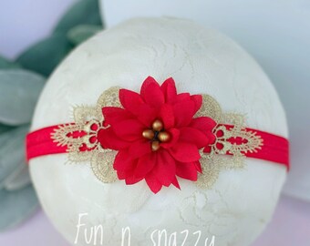 Christmas Headband Red Poinsettia Headband Photography Prop - Etsy