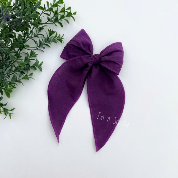 Purple Hair Bow - Etsy