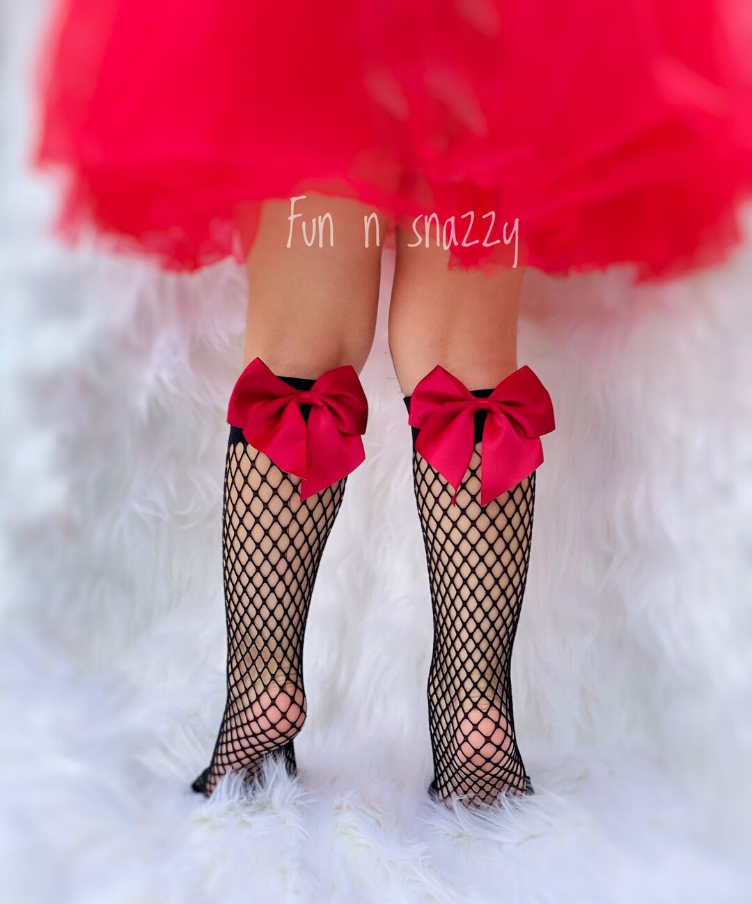 Black Net Socks With Red Bows, Valentines Day Socks, Vday Socks, Kids ...
