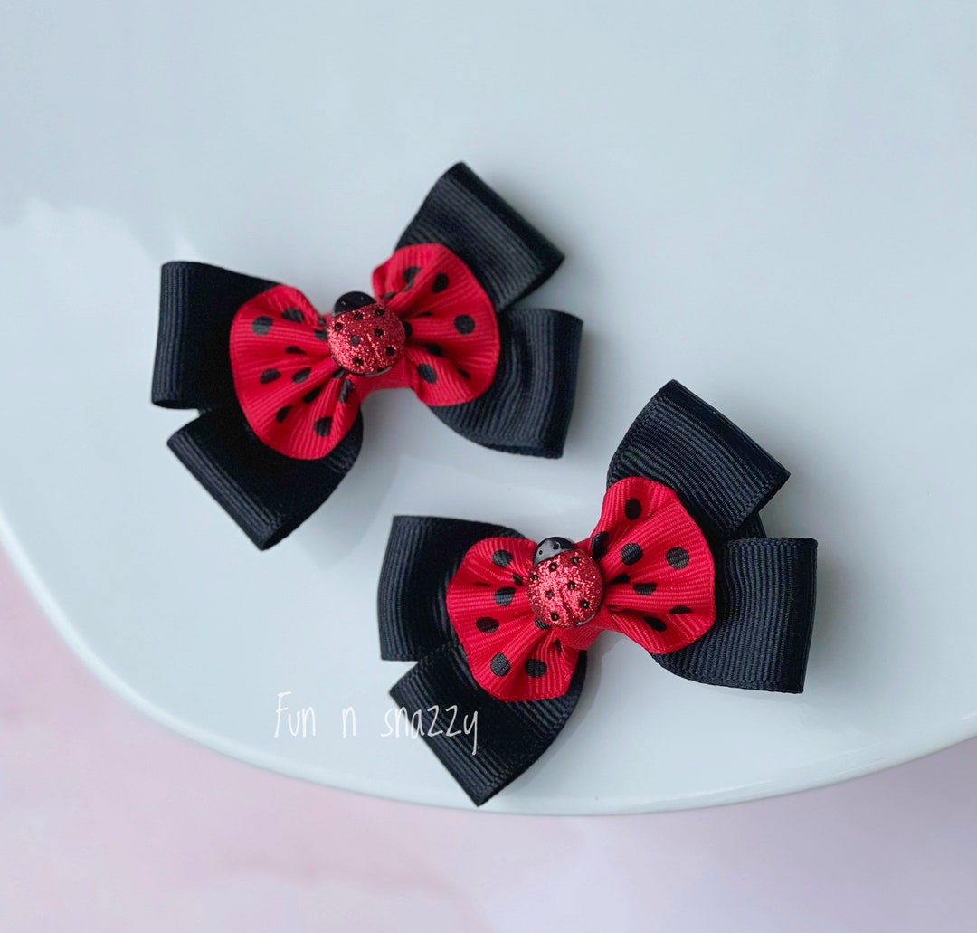Ladybug Hair Bows Clips Ladybug Hair Bows Ladybug Birthday - Etsy