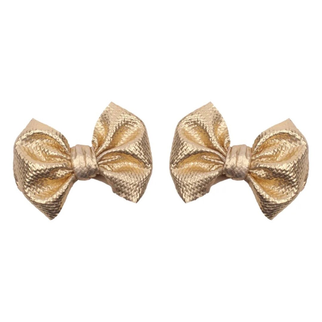 Set Gold Bows Hair Clips, Gold Bow Set, Toddler Gold Bow, Girls Gold ...
