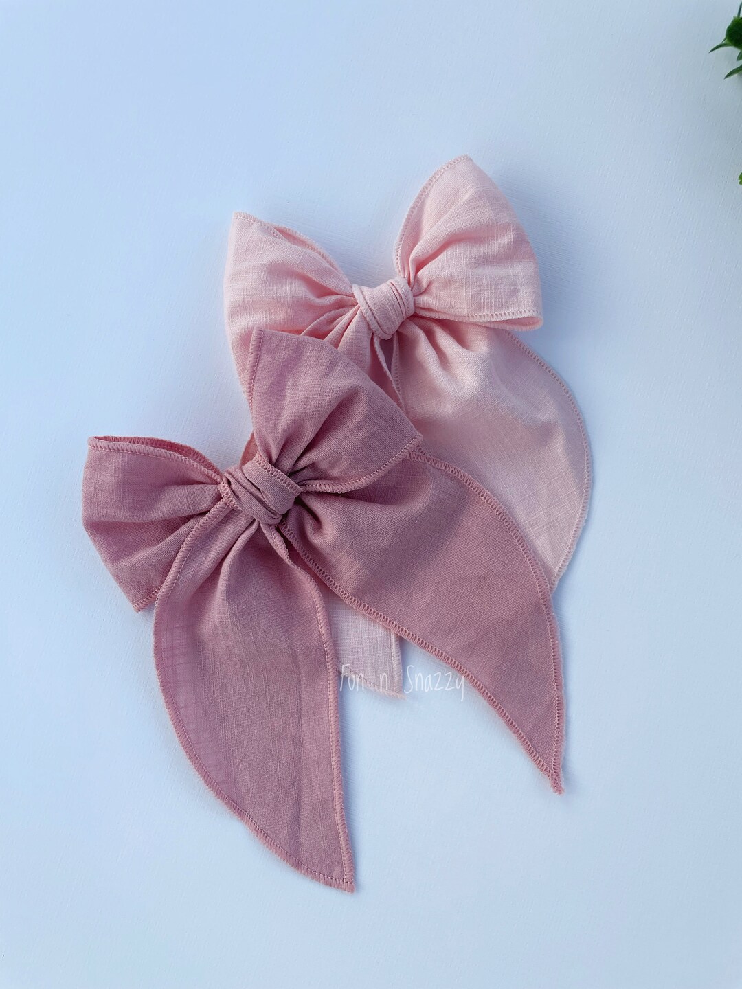 Pink Hand Tied Linen Bow, Big Pink Bow, Pink Sailor Bow, Light Pink Bow ...