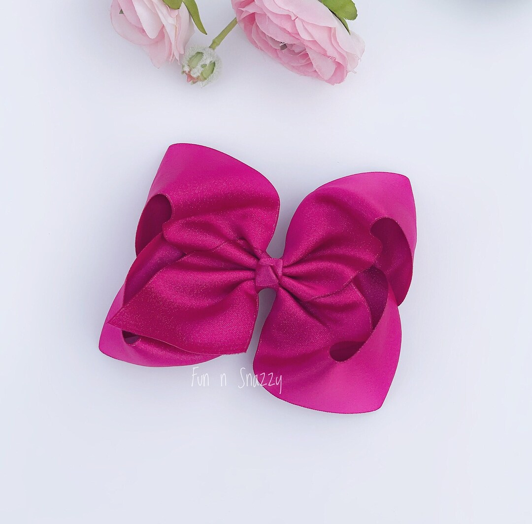 Hot Pink Hair Bow, Satin Pink Bow, Big Hot Pink Bow, Large Bow Clip ...
