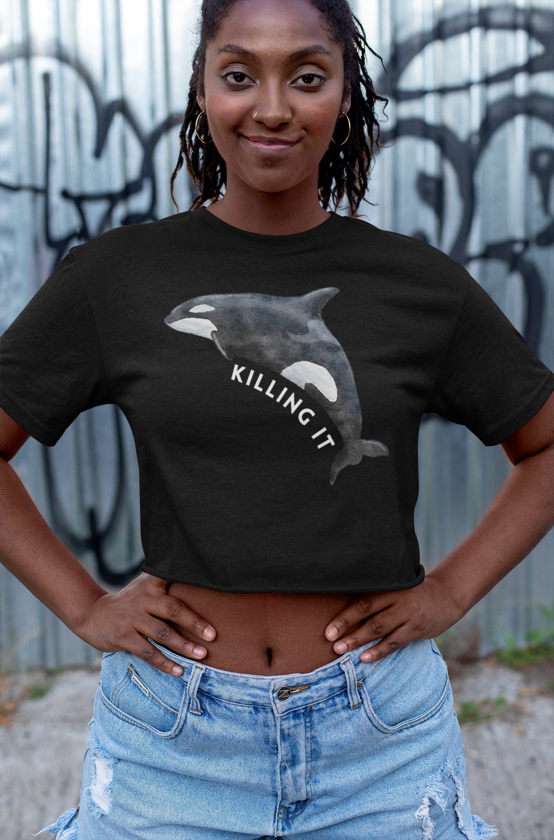 Orca Killer Whale Killing It Crop Top Gift for Dolphin Lovers Ocean ...