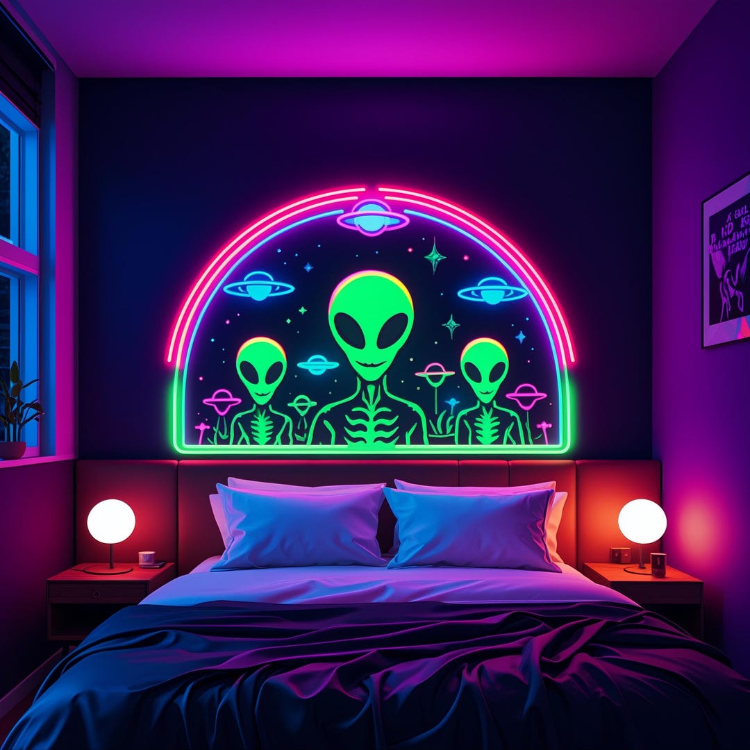 Custom Alien Neon Sign: Tattooed Spaceman, Area 51 Decor - Etsy