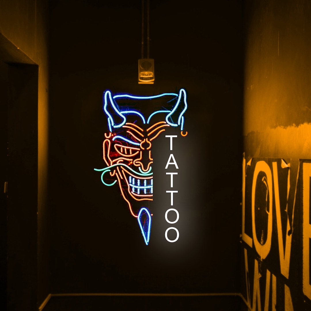 Custom Tattoo Shop Neon Logo Sign,ghost Face Neon Sign,devil Led Sign ...