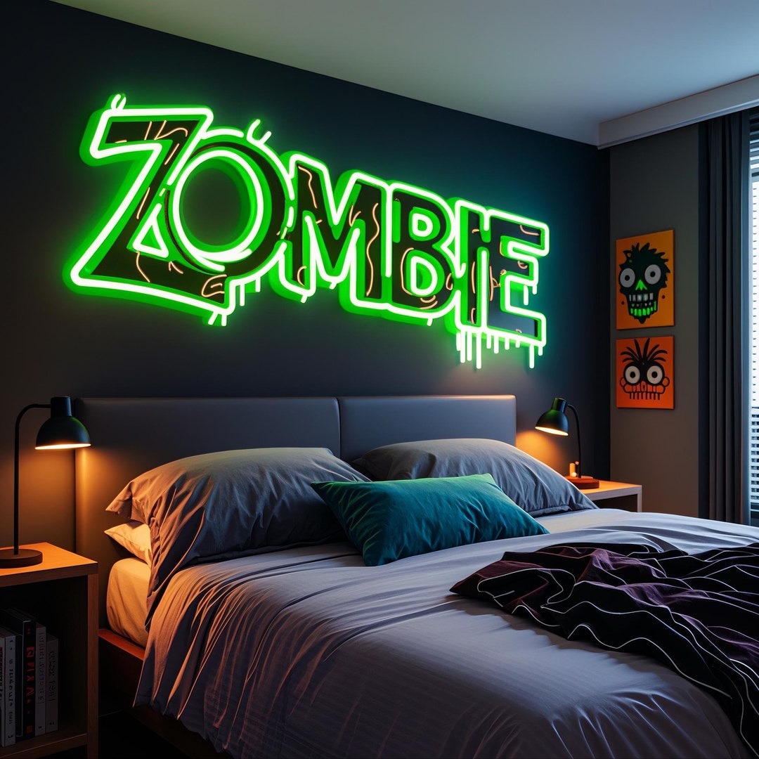 Custom Zombie Neon Sign,zombie Led Sign,zombie Light up Sign,home ...