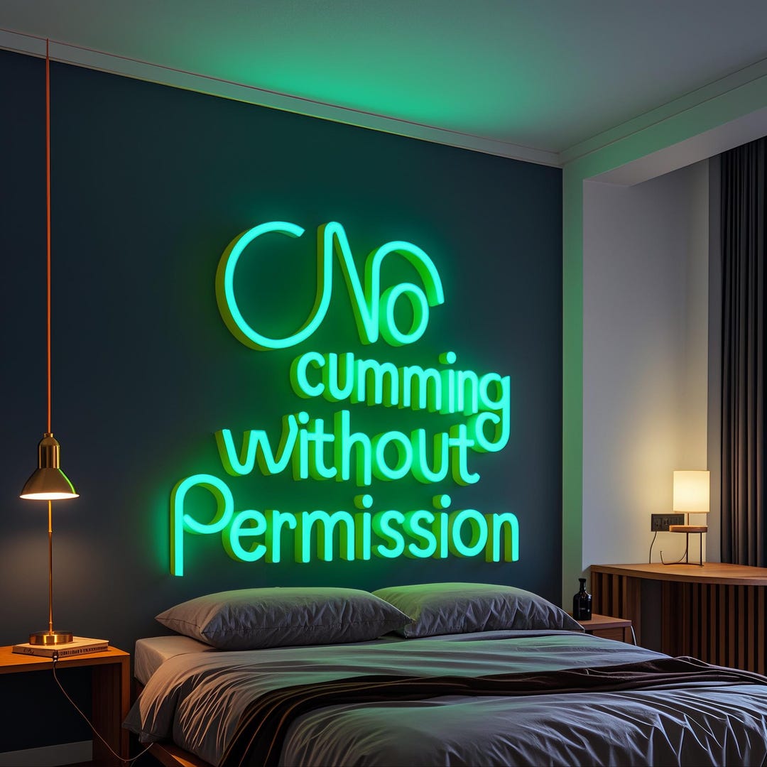 No Cumming Without Permission Neon Sign,couple Bedroom Sex Neon Light ...