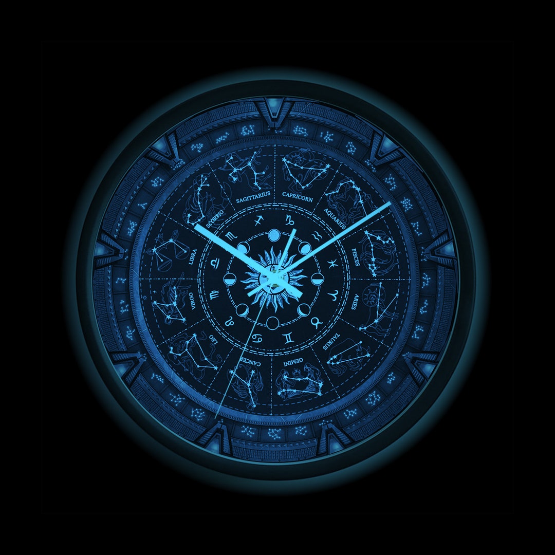 Automatic Zodiac Led Wall Clock,constallation Clock,tarrot Night Light ...