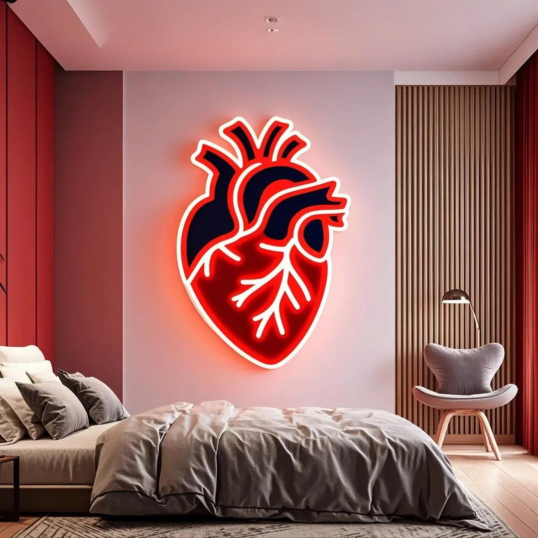 Human Heart Neon Sign,heart Led Sign,heart Neon Light,anatomica Sign ...