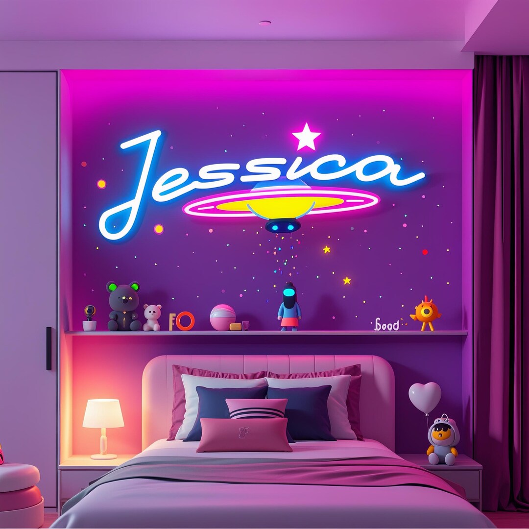 Custom UFO With Name Neon Sign,baby Boy Name Light up Sign,baby Nursery ...