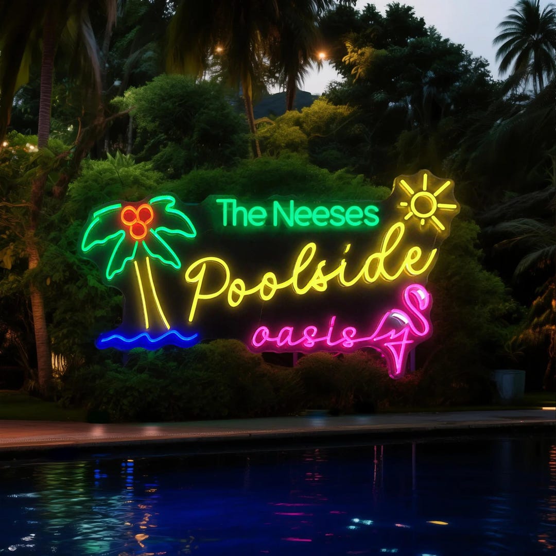 Custom Poolside Oasis Neon Sign: Summer Party Decor - Etsy