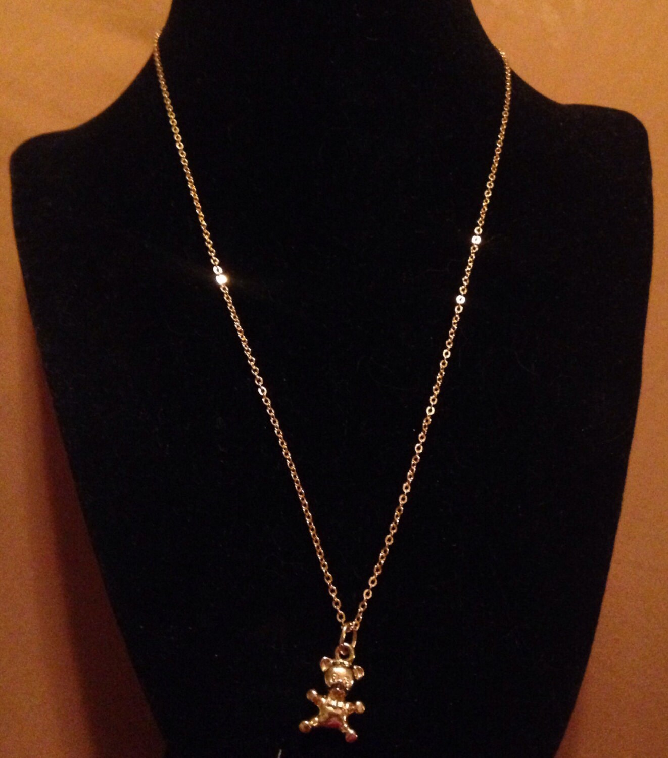 Teddy Bear Necklace Gold Bear Charm/pendant Kids Gold Chain | Etsy