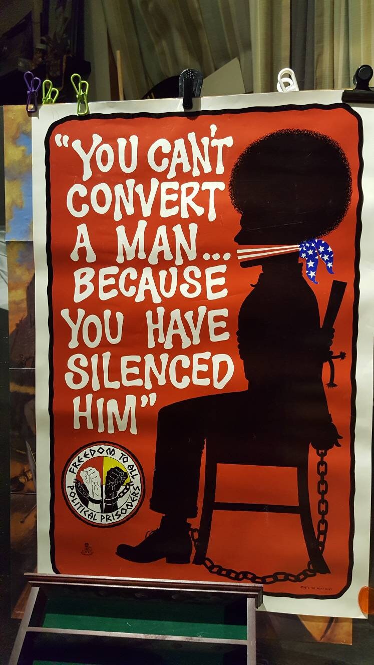 1971 Berkeley, Political Prisoners Poster. You Can't Convert A Man ...