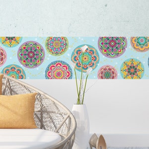 Removable Light Blue Wallpaper Border, Moroccan Inspired Wallpaper ...