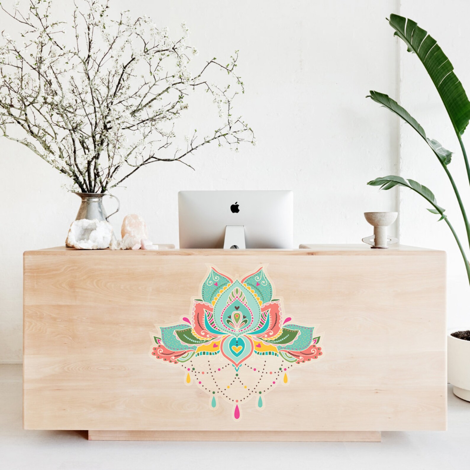 Turquoise Lotus Flower Removable Decal Lotus Flower Wall Art | Etsy