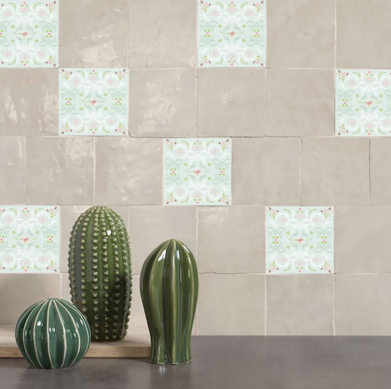 Mint Green Wall Tile Stickers Waterproof Tile Decals Set of | Etsy
