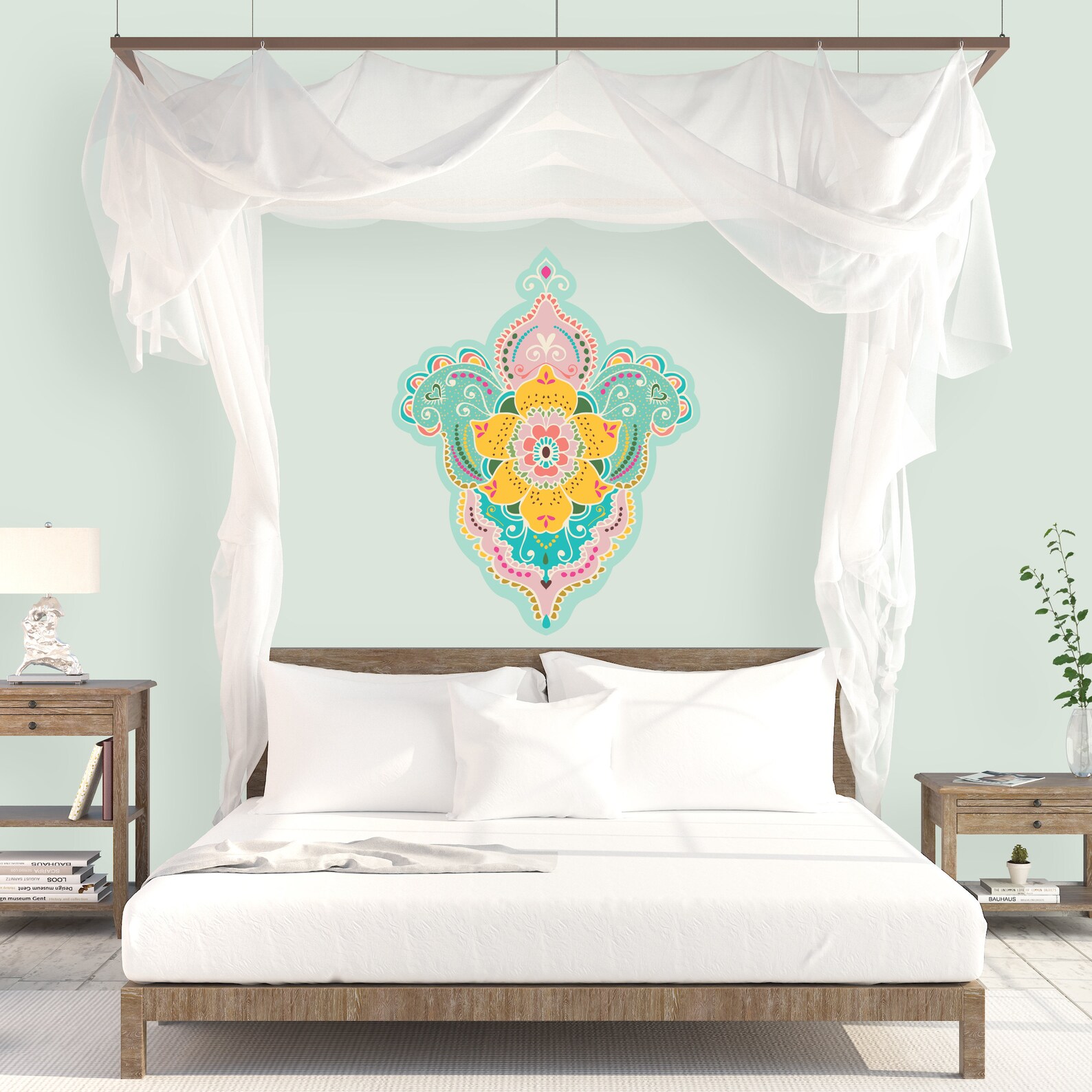 Turquoise Lotus Flower Wall Art Print Formative Colorful - Etsy