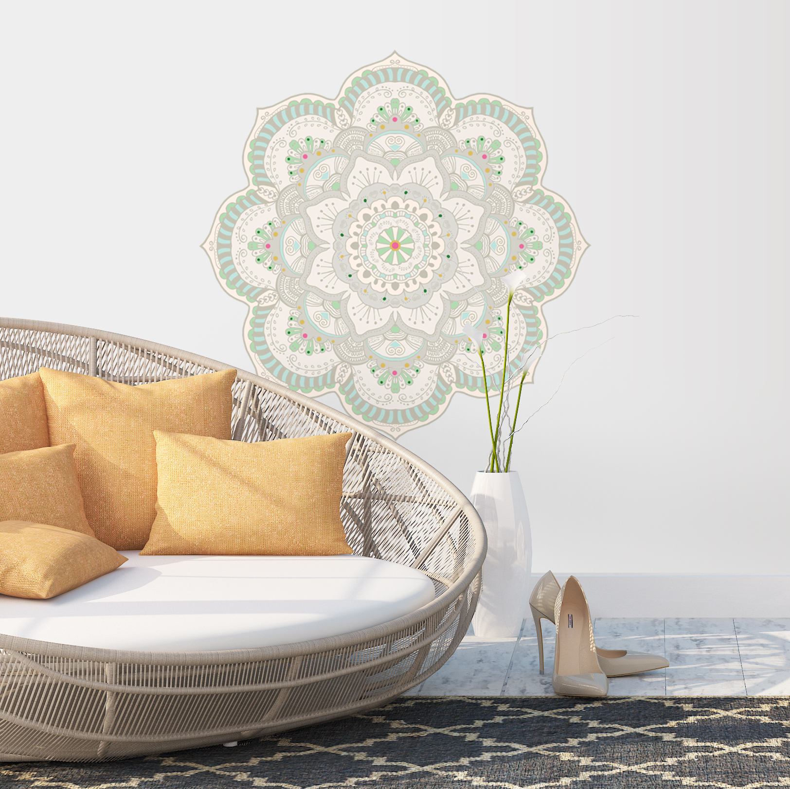 Mandala Wall Decals Mandala Vinyl Sticker Yoga Wall Decals | Etsy