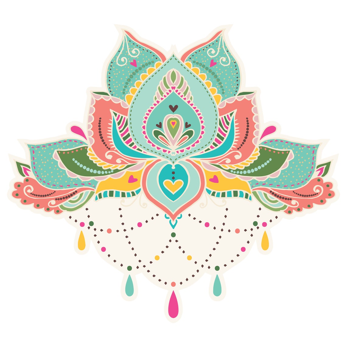 Turquoise Lotus Flower Removable Decal Lotus Flower Wall Art - Etsy