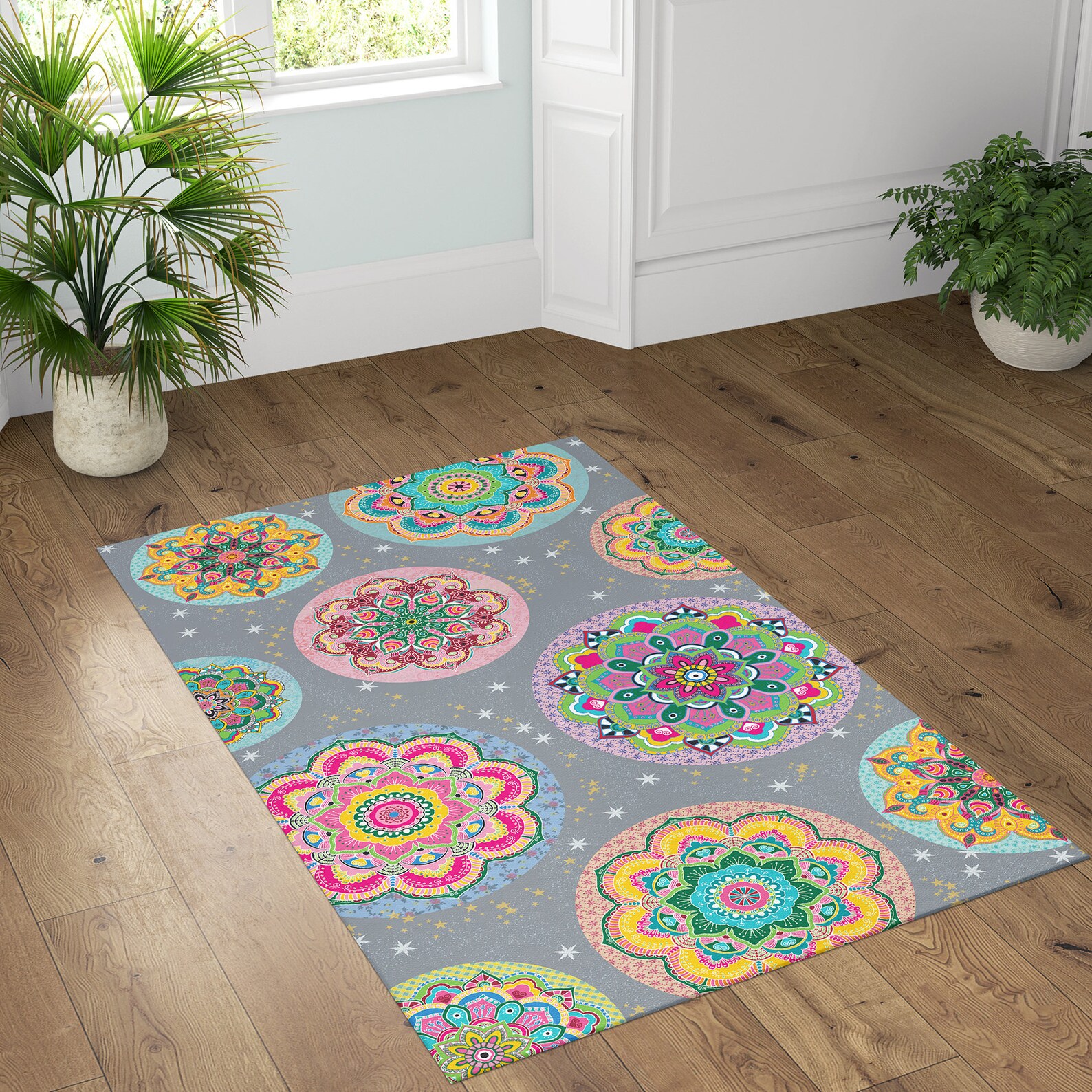 Large Mandala Vinyl Area Mat Beautiful Home Office Rug Non | Etsy