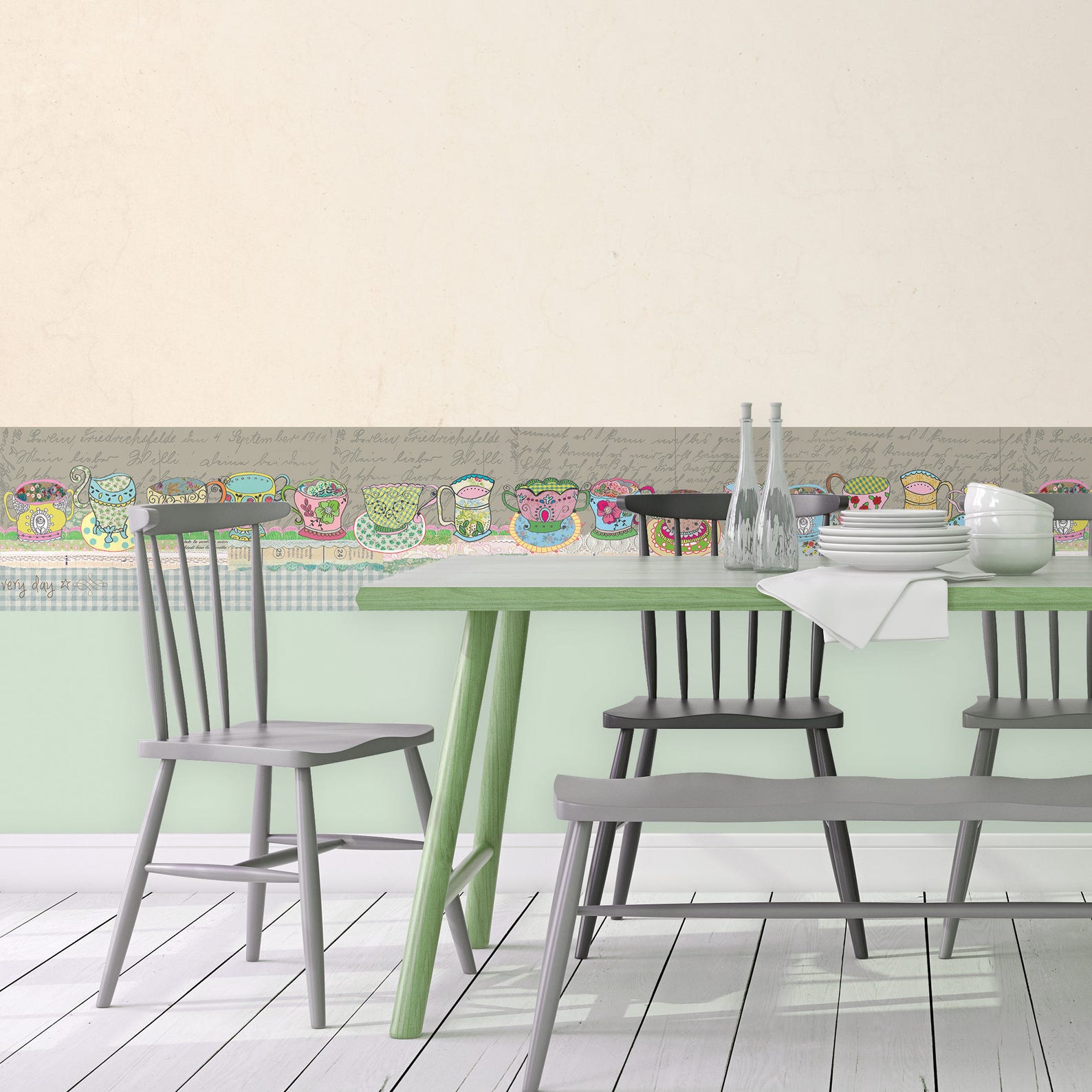 Kitchen Backsplash Wallpaper, Retro Kitchen Wallpaper, Kitchen Border ...