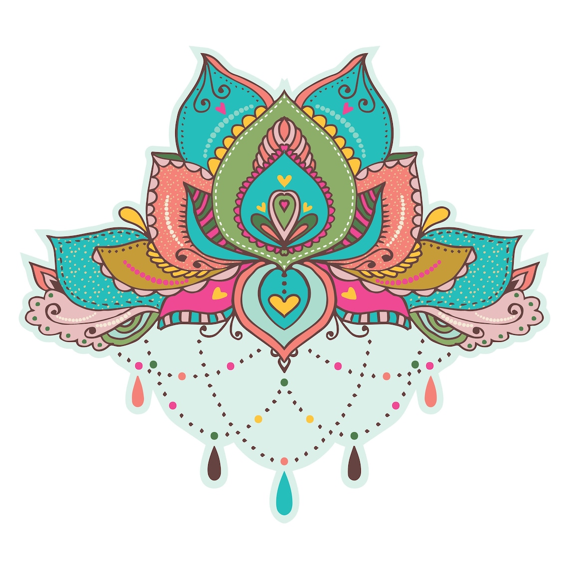 Turquoise Lotus Flower Removable Decal Lotus Flower Wall Art - Etsy