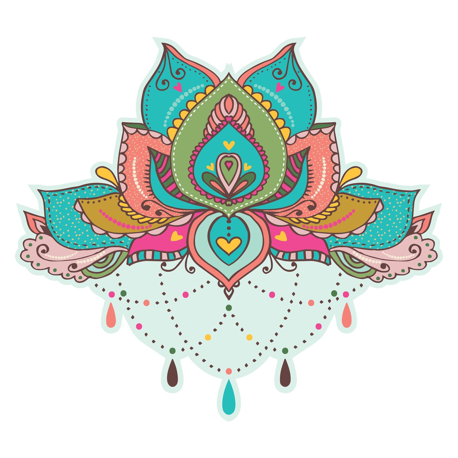 Turquoise Lotus Flower Removable Decal Lotus Flower Wall Art - Etsy