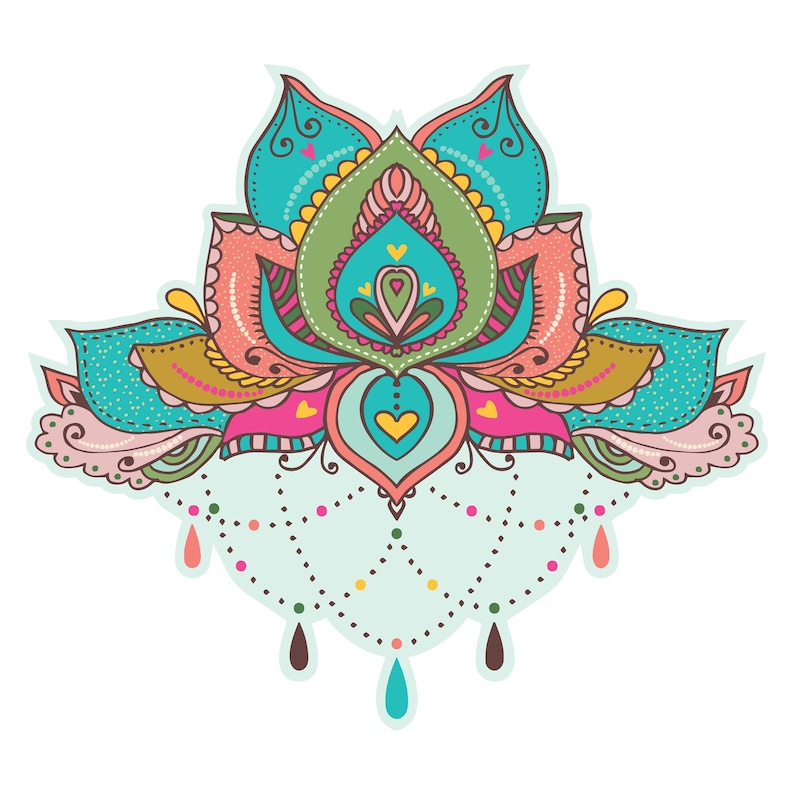 Turquoise Lotus Flower Removable Decal Lotus Flower Wall Art - Etsy