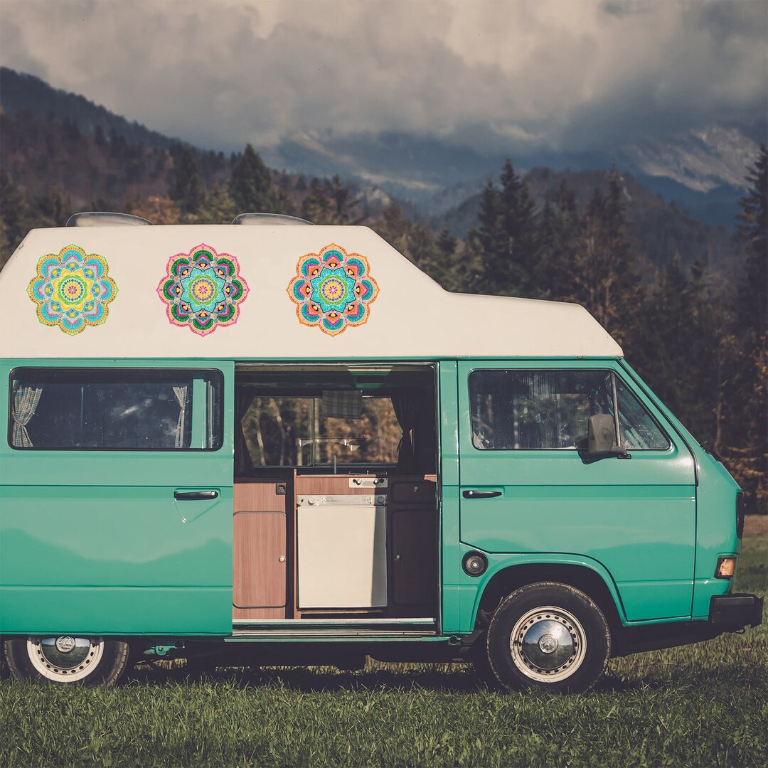 Set of 3 Mandala Stickers for Camper, Trailer, Outdoor UV Resistant ...