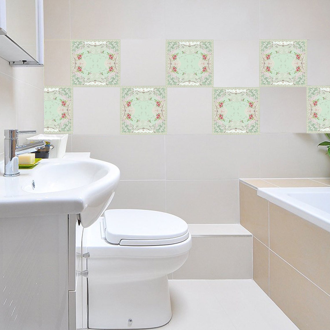 Set of 14 Pink Vintage Style Tiles Stickers DIY Kitchen - Etsy