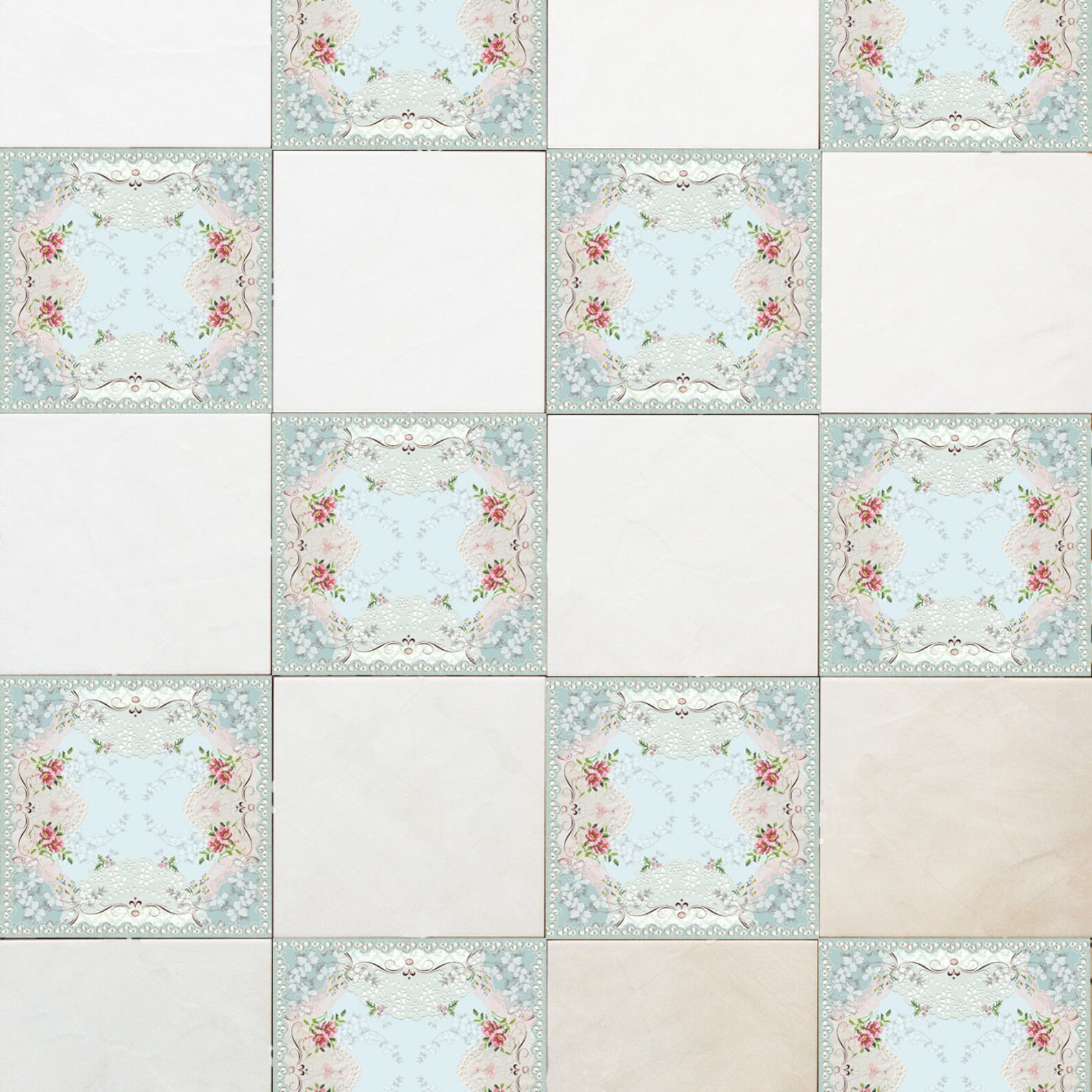 Set of 14 Pink Vintage Style Tiles Stickers DIY Kitchen - Etsy