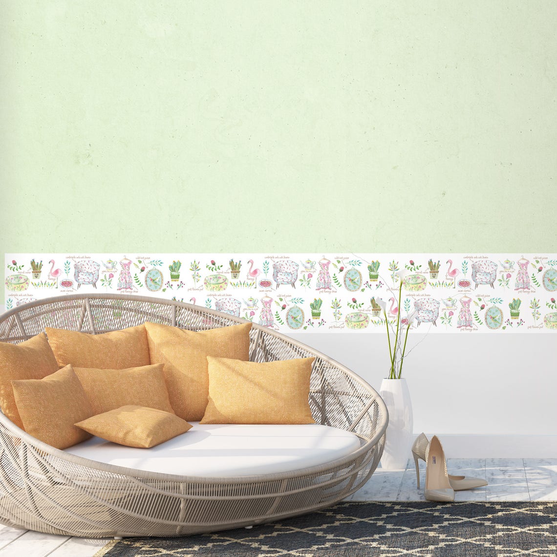 Retro Room Wall Border Retro Wallpaper 50's Pink | Etsy